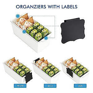 Plastic Storage Bins 6 Pack with Clip Labels & Chalk Marker, Front Handle Design, 11"x5" Pantry Organization and Storage Open Top Baskets for Shelves Closet Cabinet Sink Counter Cupboard Drawer Rridge