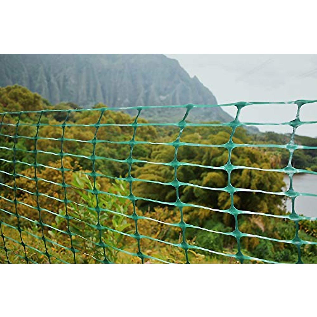 Safety Fence + 25 Steel Plant Stakes, Extra Strength Mesh Snow Fencing, Temporary Green Plastic Garden Netting 4x100 Feet Fence & 25, 4 Foot Stakes, Above Ground Barrier for Construction Dogs Plants