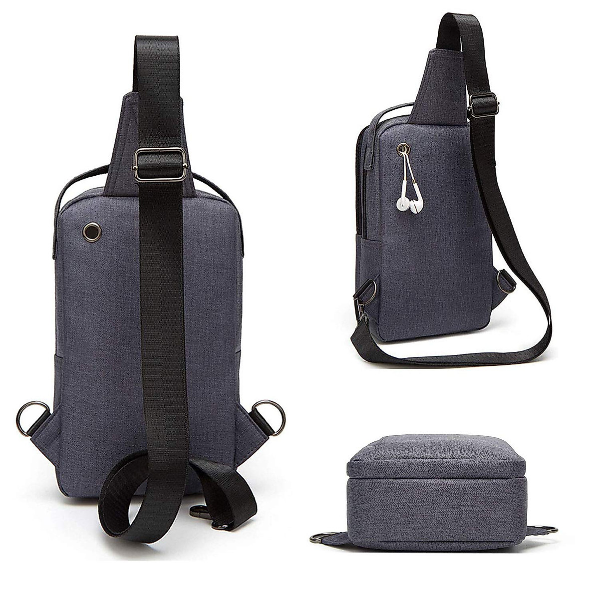 YUKABAN Sling Bag Water Resistant Shoulder Chest Crossbody Bags Sling Backpack for Men Women (Black)