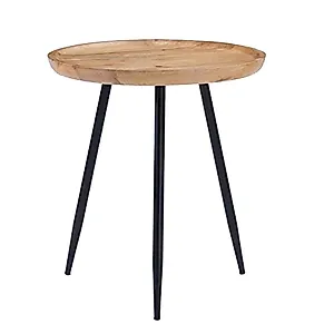 MH London Side Table - Dilan Tri Pin Small Table. Exclusively Designed Hand-Crafted Small Nightstand. Solid Wood Round End Table. Contemporary Accent Table for Bedrooms, Living Rooms and Home Office
