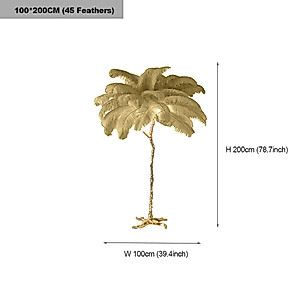 JAYMP Ostrich Feather Floor Lamp for Living Room Sofa Bedside Standing Reading Lamp Elegant Romantic Beautiful (Height 78.7 inches/ 45 Feathers, Khaki)