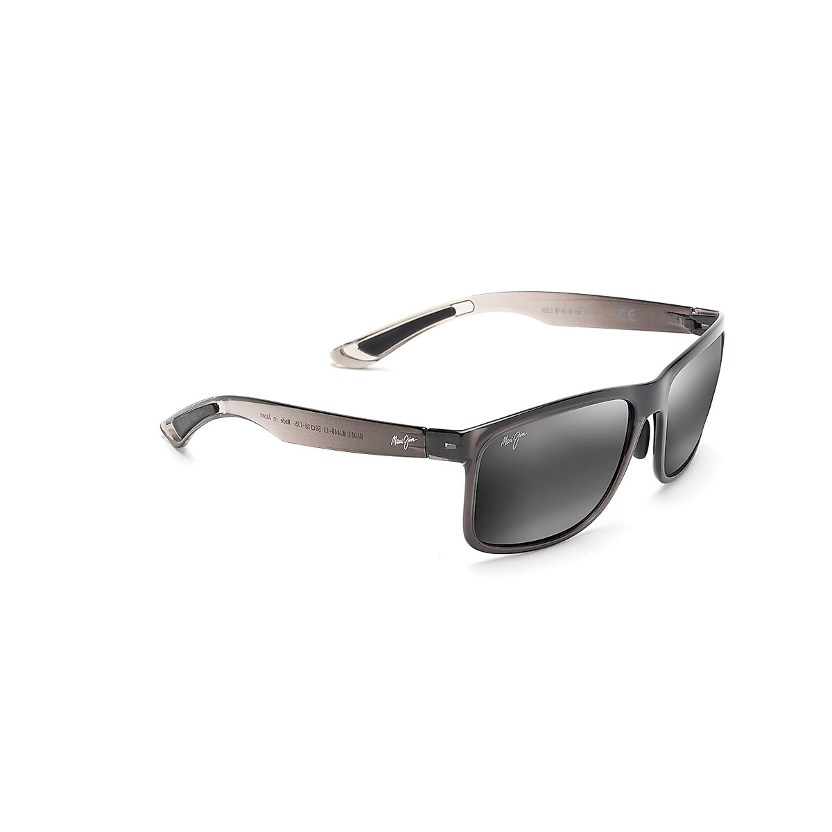 Maui Jim Men's Huelo Polarized Sport Sunglasses, Translucent Grey/Neutral Grey, Medium