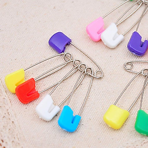 50 Pcs Baby Cloth Diaper Pins Stainless Steel Pins Plasetic End Safety Pins