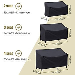 Gicov Patio Loveseat Cover Waterproof Sectional Sofa Couch Bench Cover Heavy Duty Outdoor Furniture Cover with Drawstring for Lawn Garden Indoor Furniture
