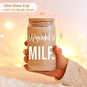 Fairy's Gift 16 oz New Mom Glass Cup w/Lid & Straw, Funny New Mom Gifts for Women - Christmas, Postpartum, Pregnancy Gifts for Expecting Mom, Pregnant Women, Mom to Be, Gifts for 1st Time Mom