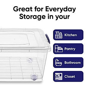 Superio Storage Bins with Lids, Clear Plastic Containers for Organizing, Stackable Totes, BPA Free, Odor Free, Organizer Boxes for Home, and Dorm (4 Pack, 42 Quart)