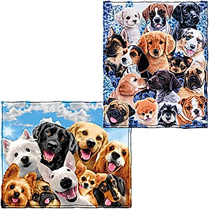 Dogs Selfie Super Soft Plush Fleece Throw Blanket & Puppy Collage Super Soft 50" x 60" Plush Fleece Throw Blanket by Jenny Newland