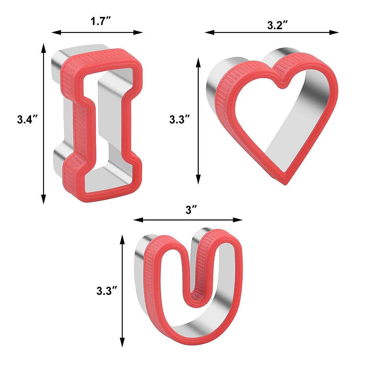 Valentine’s Day Cookie Cutter Set 3 Piece, Large Wedding Cookie Cutters with Hand Protection, Heavy Duty Stainless Steel Baking Pastry Set for Decorating