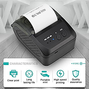 CHICIRIS Mini Thermal Printer, Low Noise, Auto Sleep Mode, Portable Receipt Printer, Energy Saving for Office (US Plug)