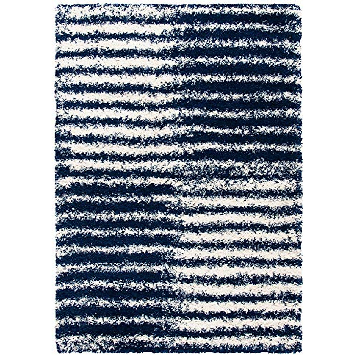 SAFAVIEH Hudson Shag Collection 9' x 12' Navy/Ivory SGH298N Modern Abstract Non-Shedding Living Room Bedroom Dining Room Entryway Plush 2-inch Thick Area Rug