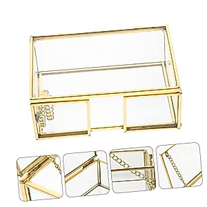 Tofficu 2 Pcs Metal Business Card Case Tea Bag Organizer Box Vintage Pictures Clear Jewelry Organizer Box Collection Cards Box Glass Jewelry Trinket Box Clear Jewelry Holder Id Display Box