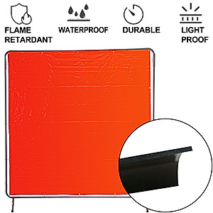VEVOR Welding Curtain 6' x 6' Welding Screens Flame Retardant 3 Panel Welding Curtain with Frame and Wheels, Translucent Welding Shield, Flame Resistance Weld Curtain, Adjustable Size, Red…