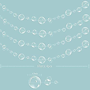 4 String Under the Sea White Bubble Garlands for Little Mermaid Party Decorations 2D Bubble Coutout Garland Hanging Bubbles Streamer Pool Ocean Underwater Kids Birthday Baby Shower Bday Party Supplies