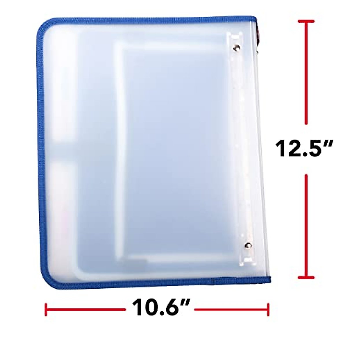 Case-it Transulcent Slim Go Tab Zipper Binder, 1" O-Ring with 5-Color tabs, Expanding File Folder, PS-425-Slim, Blue