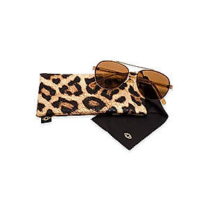 Sofia Vergara x Foster Grant Segment Style Women's Carmen SunReaders Aviator Reading Glasses, Shiny Bronze Frame with Crystal Amber Temples, 57 mm + 2.5