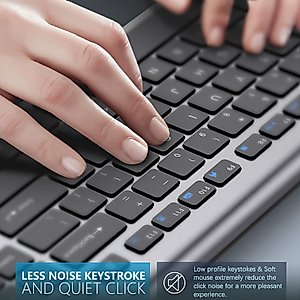 Rechargeable Wireless Keyboard Mouse-J JOYACCESS 2.4G Full Size Thin Wireless Keyboard and Mouse with Long Battery Life, Ergonomic and Compact Design for Laptop,PC,Desktop,Computer,Windows-Black& Grey