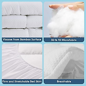 HYLEORY Dual Layer 4 Inch Memory Foam Mattress Topper King Size, Breathable & Medium Support, 2 Inch Cooling Gel Memory Foam & 2 Inch Viscose from Bamboo Pillow Top Mattress Pad Cover for Back Pain