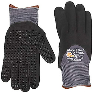 ATG 34-845/L Maxiflex Endurance Nylon, Micro-Foam Nitrile 3/4 Grip Gloves, Large, Black/Gray, 12 Pairper Pack