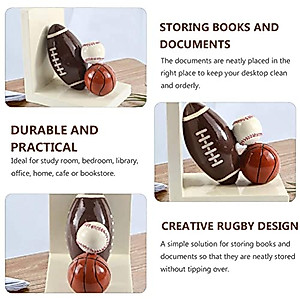 IMIKEYA Resin Bookend Book Stopper Football Basketball Heavy Duty Non-Skid Bookend for Room and Office Book Shelf Decor