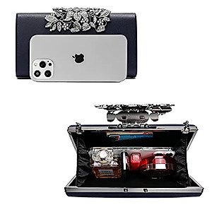 PEEPTOE EVENING Women Leather Evening Clutch Bags Formal Party Clutches Wedding Purses Cocktail Prom Blue