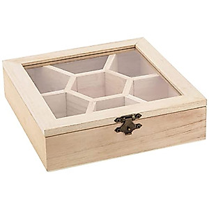 Hammont Wooden Sectional Boxes with Lid - (2 Pack) - (7''x7''x2'') - Present Boxes Best for Birthday, Wedding and Party Favours
