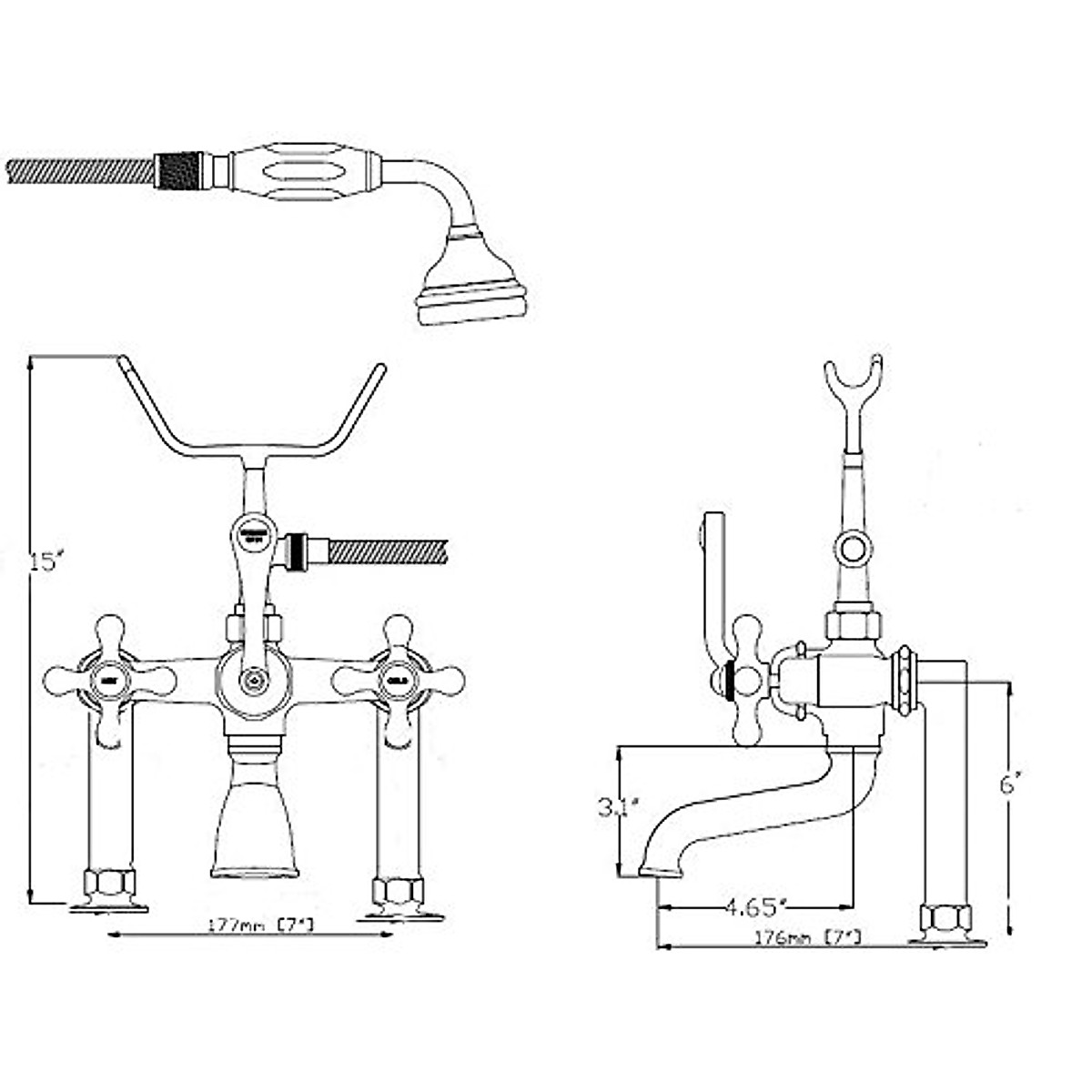 67" Acrylic Slipper Clawfoot Tub & Brushed Nickel Complete Deck Mount Plumbing Package- "Miller"
