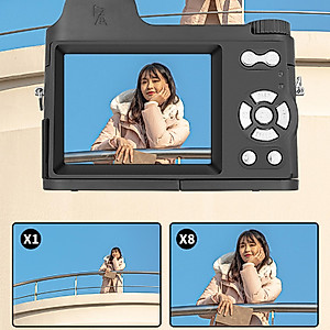 4K Digital Camera, 48MP, Manual Focusing, Retro Anti Slip Pattern Handle, Long Battery Life, Manual Rotation, VLOG Shooting, Compatible with Other Devices