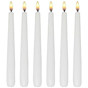 Taper Candles ,Tapered Candlesticks - dripless 8 Inch unscented, White , 6 Pack