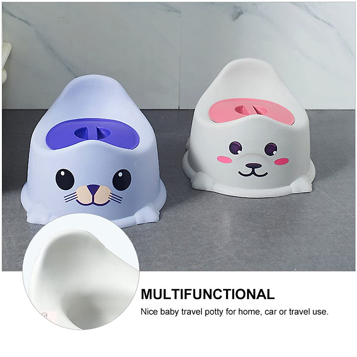 Kisangel Portable Seat Baby Potty Training Cute Grey Seal Toddlers Potty Baby Toilet Train for Toddlers Baby Training Toilet Portable Toilet