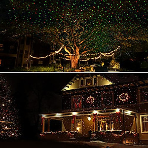 O'Black Outdoor Motion Laser Lights Projector (Green & red Stars) for Party As Seen on TV, Star Pattern Beam Holiday Lighting House Wall Bar KaraOK Wedding Birthday Valentines Party