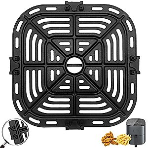 Air Fryer Grill Pan for COSORI Air Fryer Pro LE 5 Qt, Non-Stick 8.26’’×8.26’’Square Air Fryer Rack Replacement Parts Accessories Grill Plate Crisper Plate Tray with Rubber Bumpers, Dishwasher Safe