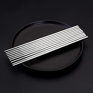 SHARECOOK Chopsticks set, 18/10 Stainless Steel Metal Korean Chopsticks, 9.45 Inches Reusable Chopsticks for Dinner, Easy to Hold, Dishwasher-safe (5 Pairs)