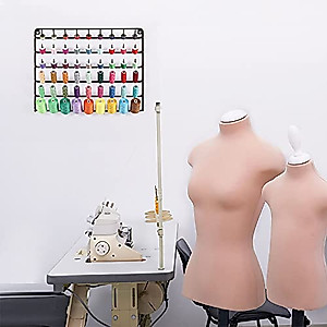 MOOACE 54 Spools Thread Rack Set of 2, Metal Thread Holder Organizer with Hanging Hooks for Embroidery Quilting and Sewing Threads, Brown
