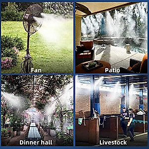 79FT 24M Misting Cooling System Misting Line + 24 Mist Nozzles + 1 Adapter Outdoor Water Mister Kit for Patio Greenhouse Garden Fan Trampoline Waterpark