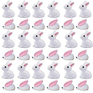 AWEELON 120PCS Miniature Rabbit Figurines, Mini Resin Rabbits Fairy Garden Miniature Moss Landscape DIY Terrarium Crafts Ornament Accessories for Home Décor