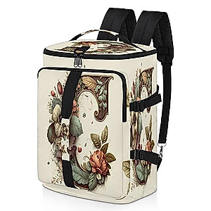 Letter C Flower Vintage Decoration（02） Gym Duffle Bag for Traveling Sports Tote Gym Bag with Shoes Compartment Water-resistant Workout Bag Weekender Bag Backpack for Men Women