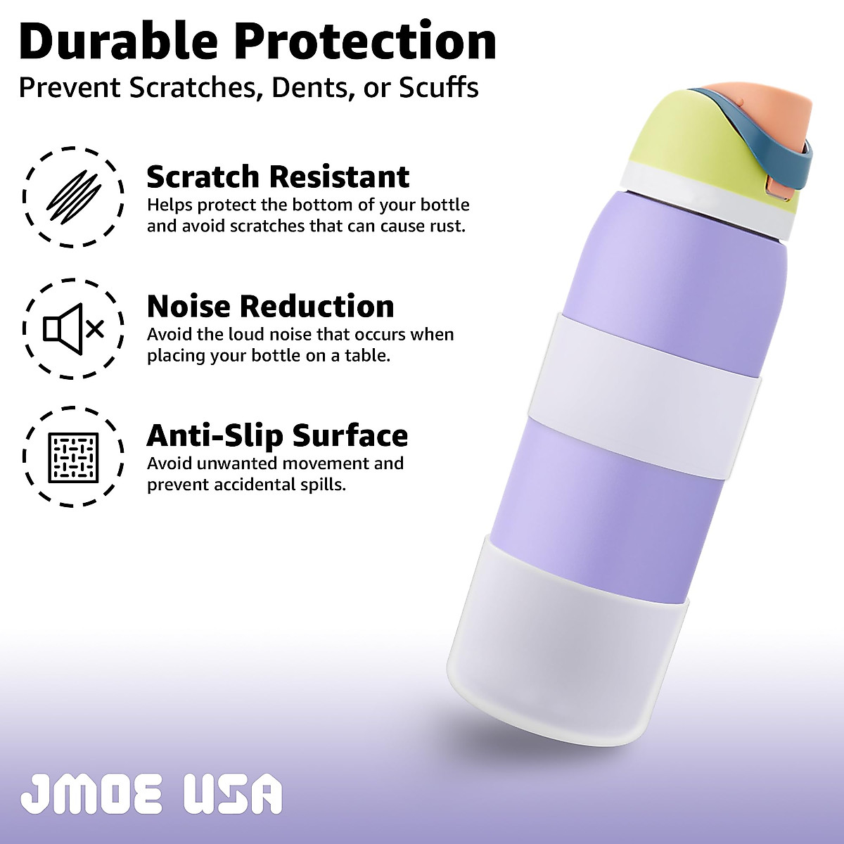 Jmoe USA Silicone Boot Sleeve + Hand Grip for Owala 40oz Water Bottle | BPA Free & Food-Grade Silicone Rubber | Protective Anti-Slip Bottom Bumper Cover | Protects Against Dents & Scratches (Frosted)