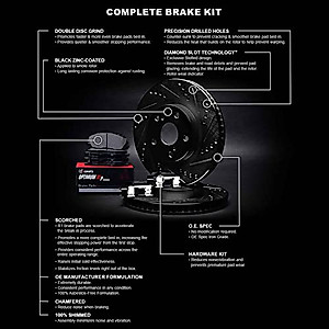 R1 Concepts Front Brakes and Rotors Kit |Front Brake Pads| Brake Rotors and Pads| Optimum OEp Brake Pads and Rotors| Hardware Kit|fits 2004-2012 Subaru Baja, Forester, Impreza, Legacy, Outback