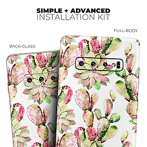 DesignSkinz Watercolor Cactus Succulent Bloom V2 Protective Vinyl Decal Wrap Skin Cover Compatible with The Samsung Galaxy S20 (Screen Trim & Back Glass Skin)