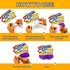 8 Pcs Purim Decorations Honeycomb Centerpieces, Happy Purim Table Decorations, Purim Party Decorations 3d Double Side Honeycomb Decorations for The jolly Jewish holiday Purim Day Party