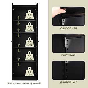 MAGICUBE Bookcase Metal with Plexi-Glass Doors and 4 Adjustable Shelves, 5-Tier Bookshelf Organizer, Tall Multipurpose Storage Cabinet, Home Decor Furniture for Study, Office, Living Room(Black)