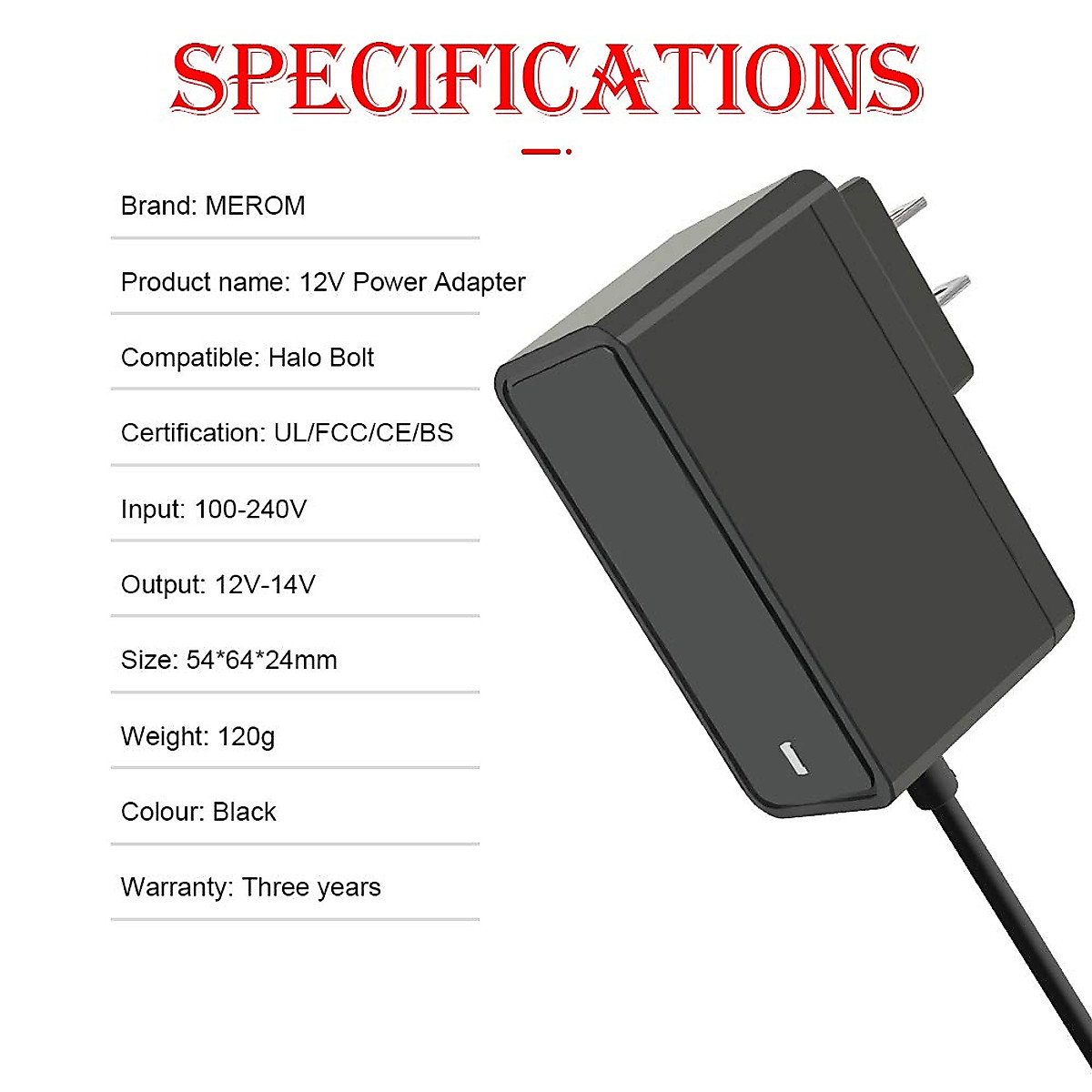 MEROM Halo Bolt AC Adapter & Car Jump Starter - Compatible with Halo Bolt 57720/58830 & More