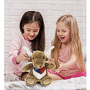 DolliBu Plush Texas Longhorn Stuffed Animal - Soft Plush Huggable Texas Longhorn Plush, Adorable Playtime Plush Toy, Cute Wild Life Cuddle Gifts for Kids & Adults - 8 Inches