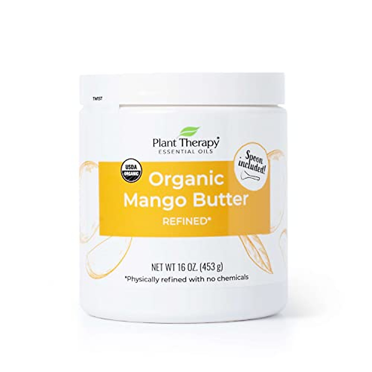 Plant Therapy Organic Mango Butter Raw, USDA Certified, 16 oz Jar For Body, Face & Hair 100% Pure, Natural Moisturizer For Dry, Cracked Skin, & DIY