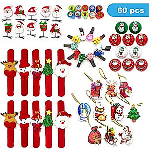 S SWIRLLINE 115 PCS Christmas Party Favors for Kids - Stocking Stuffers Bulk Small Toys Pinata Fillers Goodie Bags Stuffers - Christmas Party Supplies Light Up and Regular Sets