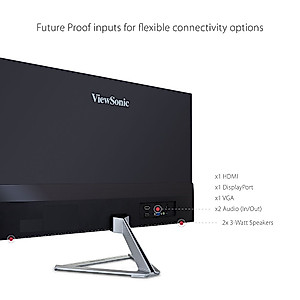 ViewSonic VX2276-SMHD 22 Inch 1080p Widescreen IPS Monitor with Ultra-Thin Bezels, HDMI and DisplayPort,Black/Silver