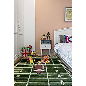 Furnish my Place 700 Corner Football Play Area Rug for Kids Playroom, Bathroom & Kindergarten Classroom, Corner Football Field Ground, Green (3'3"x8')