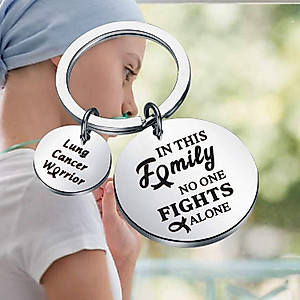 Lung Cancer Awareness Gifts Lung Cancer Keychain Survivors Gifts Inspirational Lung Cancer Support Gifts in This Family No One Fights Alone (Lung Cancer Keychain)