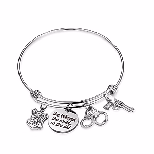 ARETIS Police To Be Gift She Believed She Could Police Woman Bracelet Police Officer Mom Gift Police Academy Graduation Gift Police Dept Bracelet (She believed JC-BR)