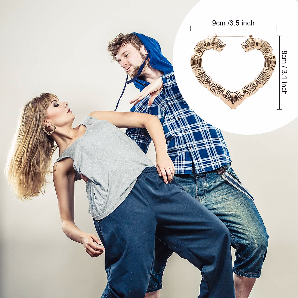 Lohoee Hip Hop Costume Kit Old School Rapper Sunglasses Faux Gold Chain Earrings 80s/ 90s Rapper Accessories Party Supplies Decorations Cosplay Props